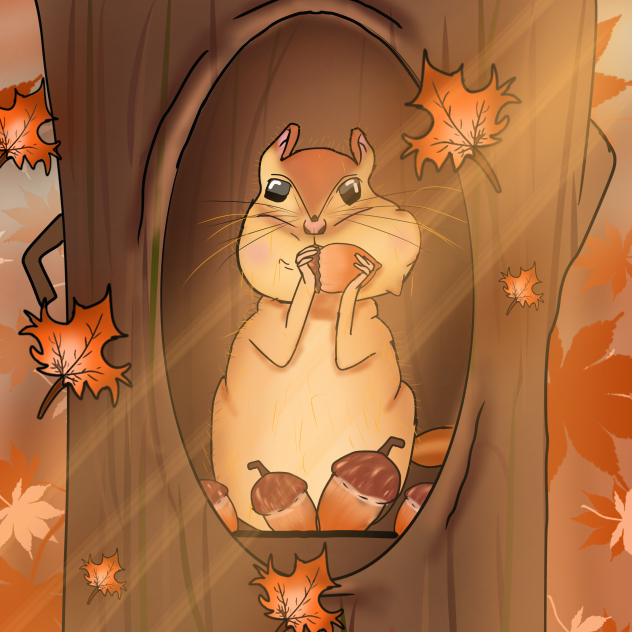 Chipmunk Munching on Acorns - ibisPaint