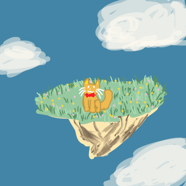 Cat on a floating island - ibisPaint