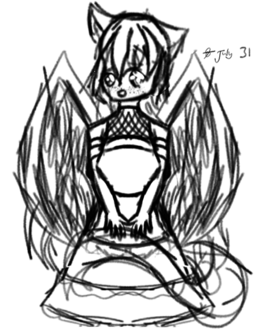 Sketch of a wolf angel hybrid - ibisPaint