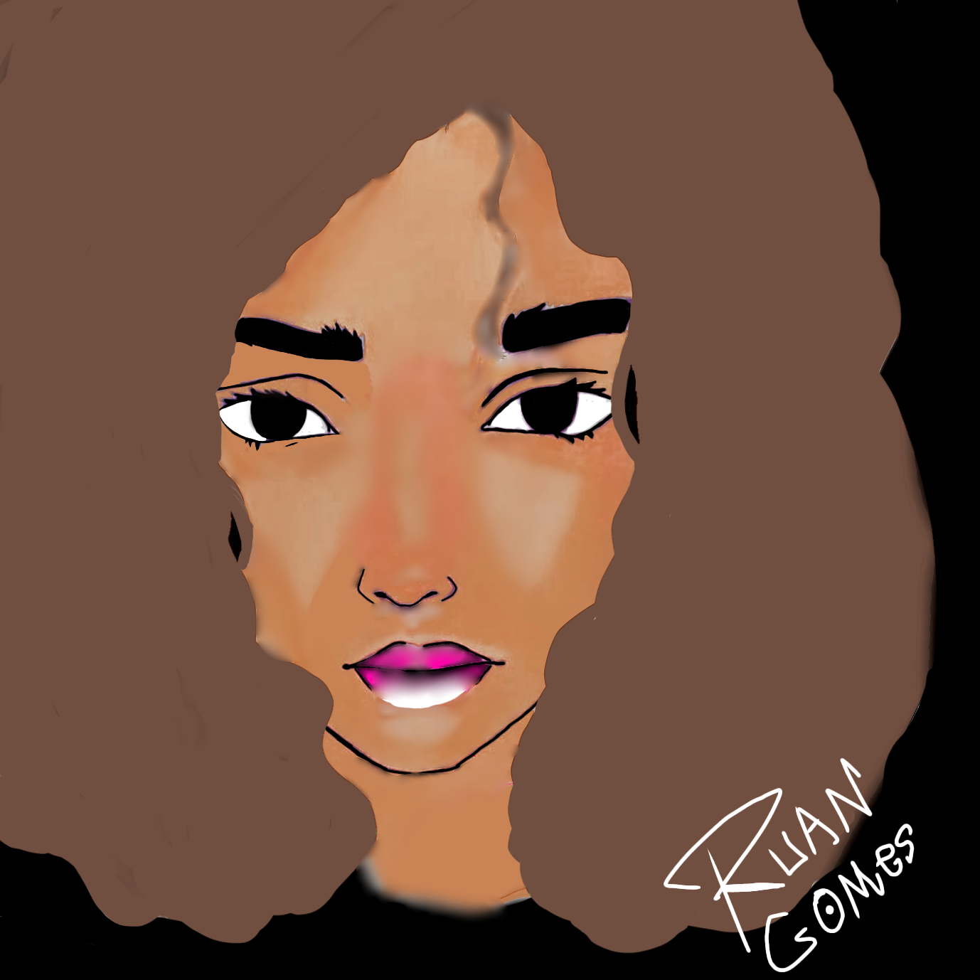 morena do cabelo cacheado - ibisPaint