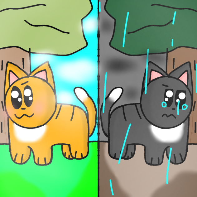 orange cat & black cat - ibisPaint