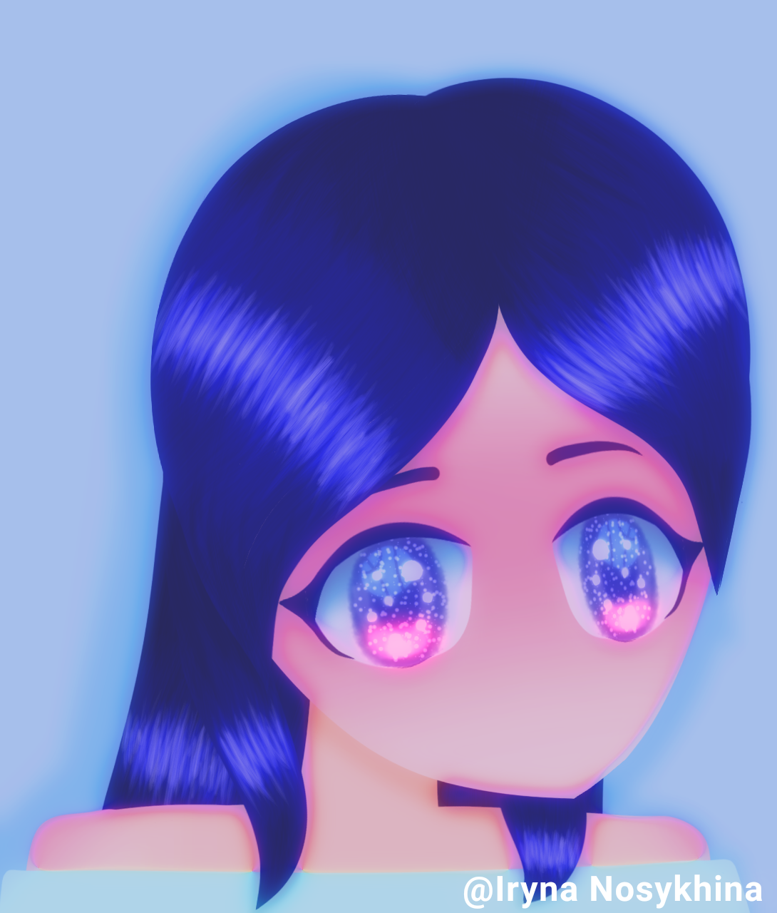 Girl with blue hair - ibisPaint