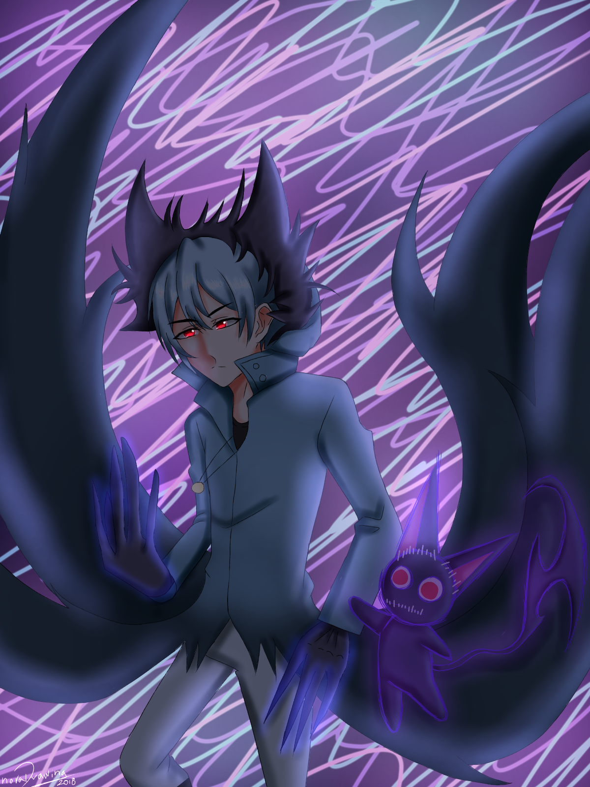 kuro and demon cat speedpaint - ibisPaint