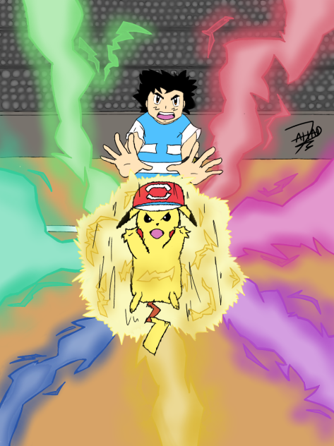 Ash and Pikachu's Z-Move Fanart - ibisPaint