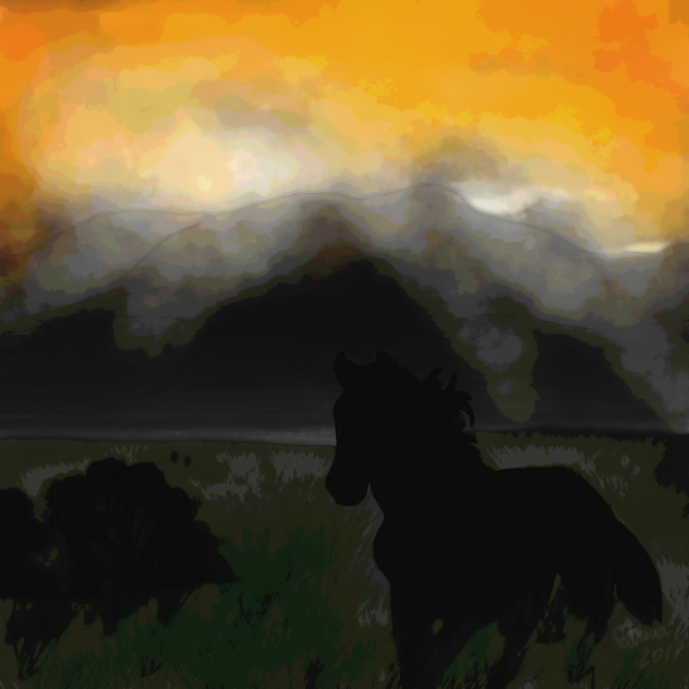 horse and sunset - ibisPaint