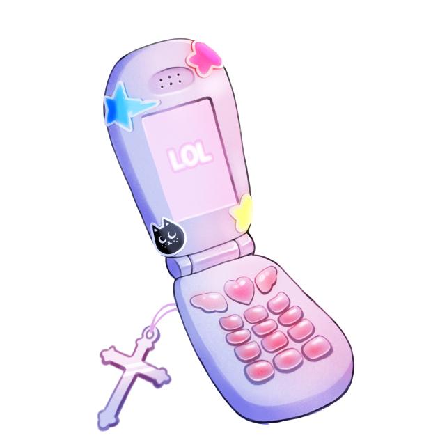blue & pink y2k flip phone - ibisPaint