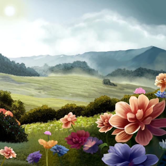 field with flowers - ibisPaint