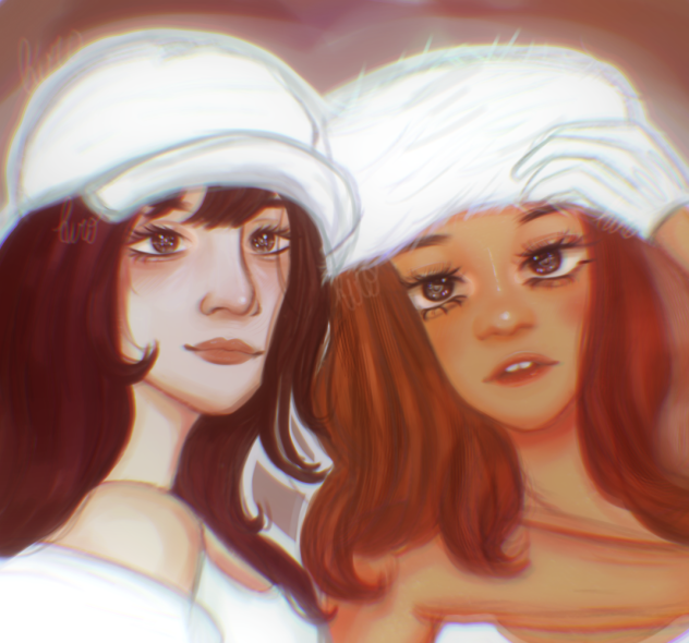 Two girls in white - ibisPaint