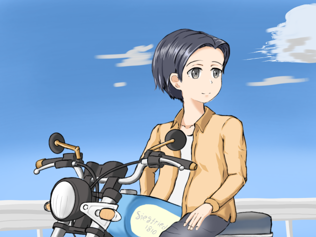 My self, with motorcycle. - ibisPaint
