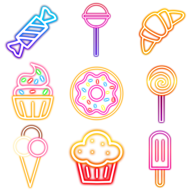 Sweets neon icons 1 a - ibisPaint