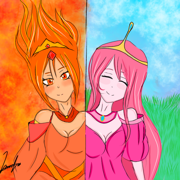 Bumbblegum and flame princess - ibisPaint