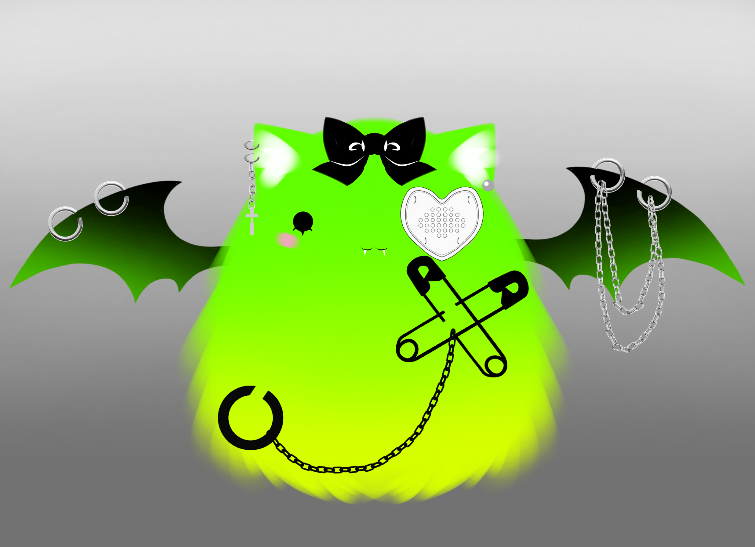 Aesthetic Punk Floofle (green)🧷🎀🖤 - ibisPaint