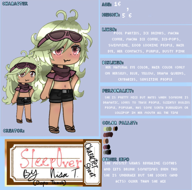 Sleepover character sheet - ibisPaint