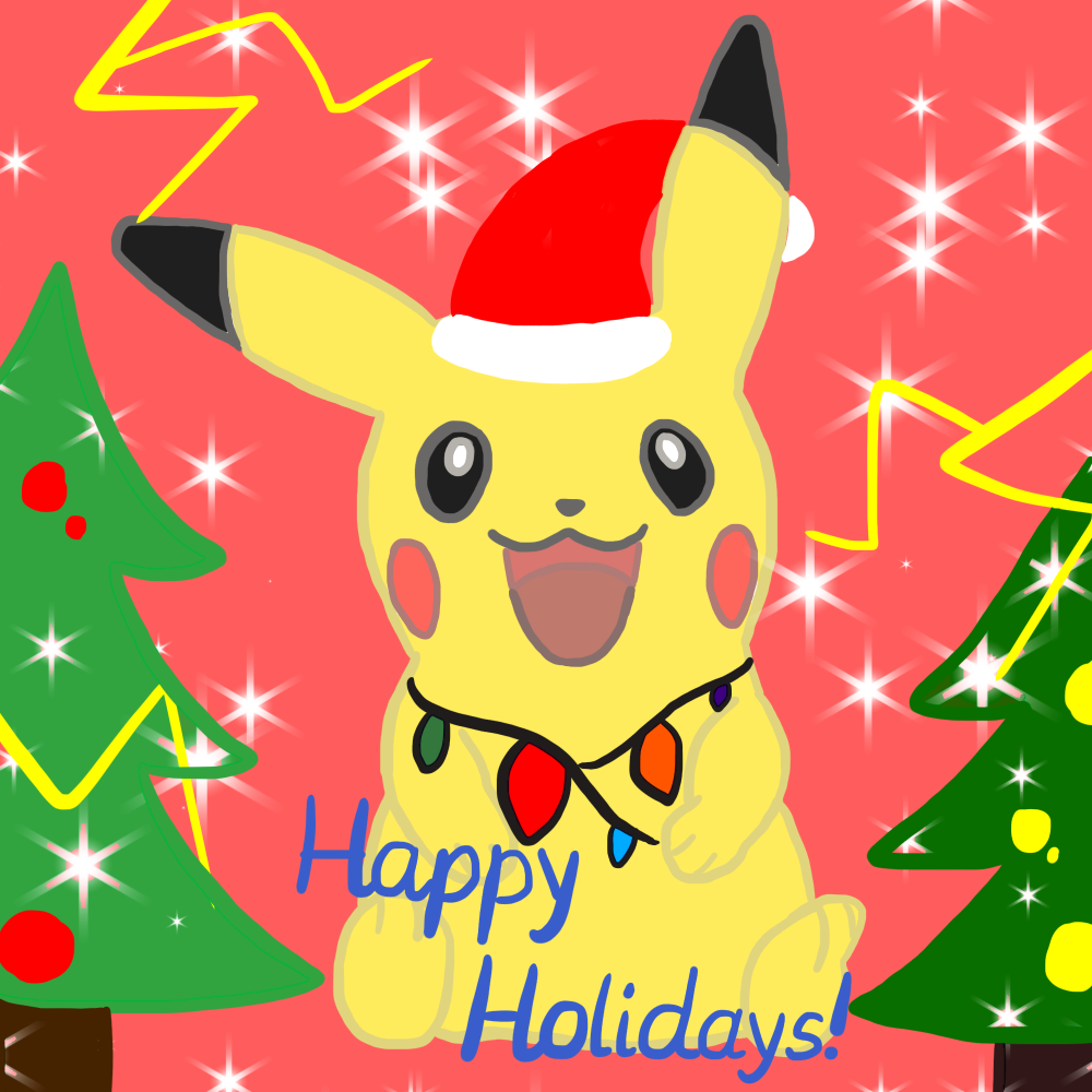 Happy Holidays from Pikachu Plushie - ibisPaint