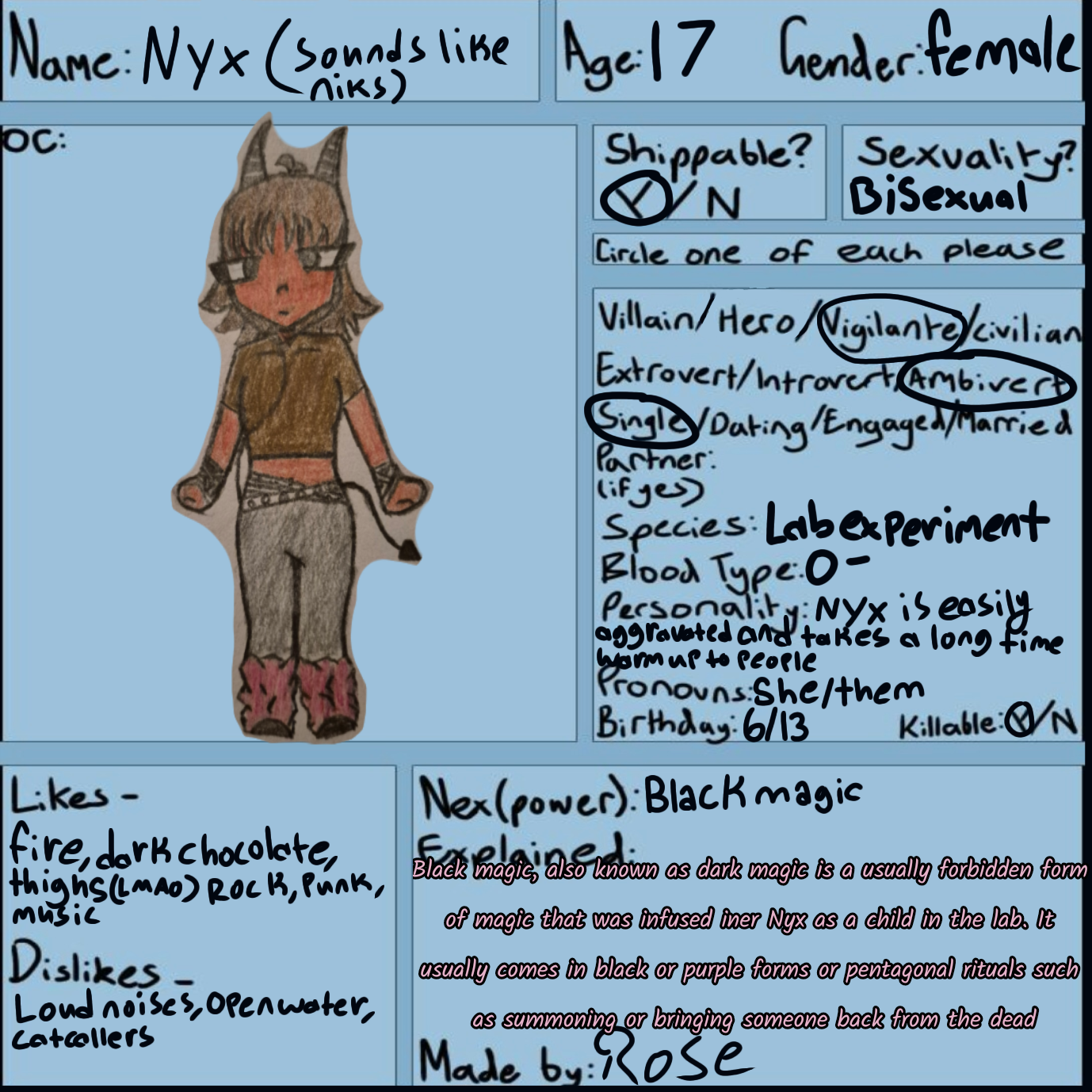 Character Sheet for AJ - ibisPaint