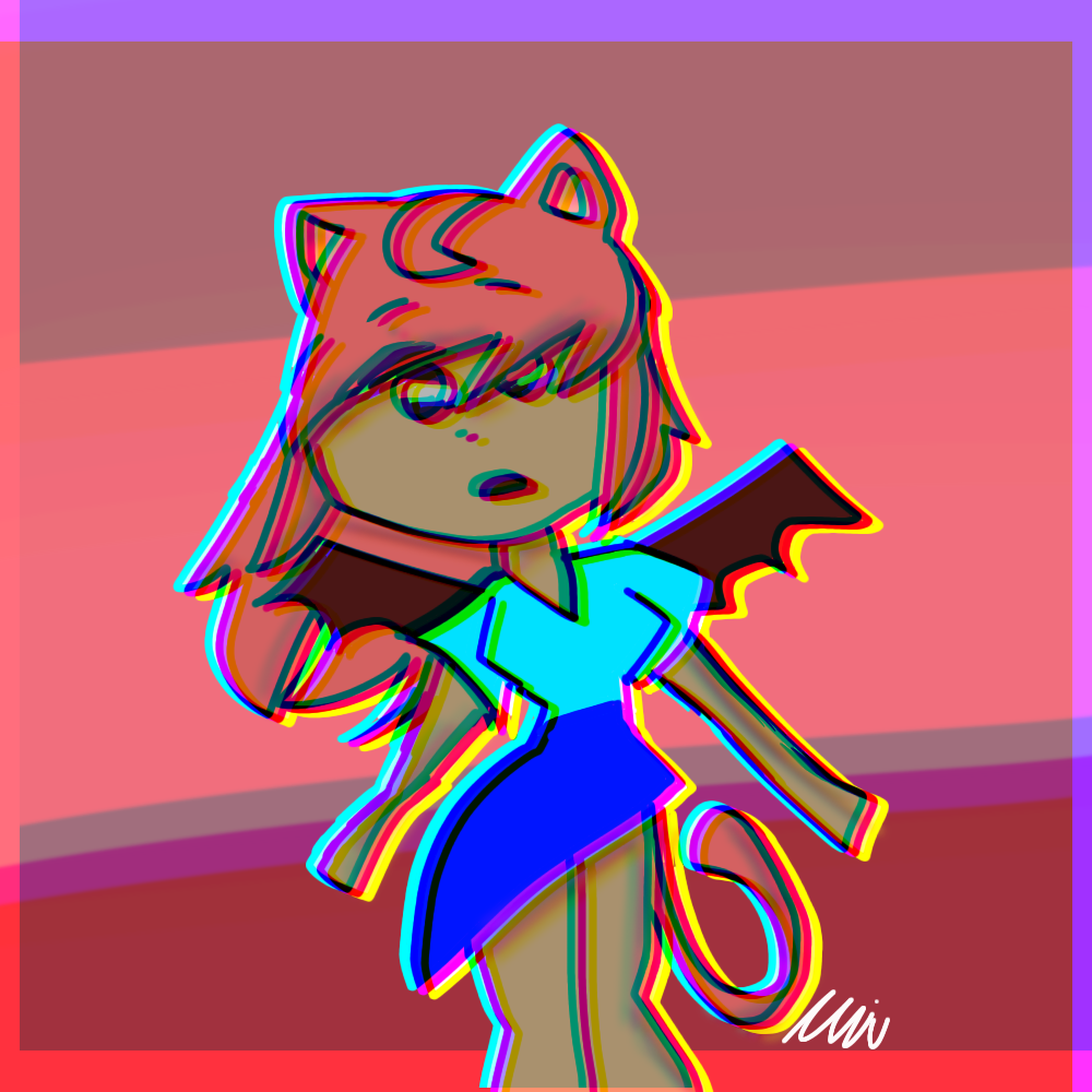 menina gato de asas de morcego - ibisPaint