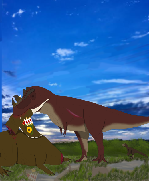 T rex kills Triceratops - ibisPaint