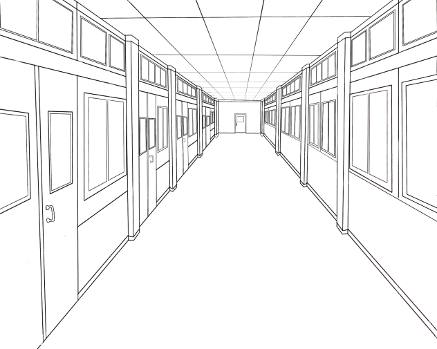school corridor line art - ibisPaint
