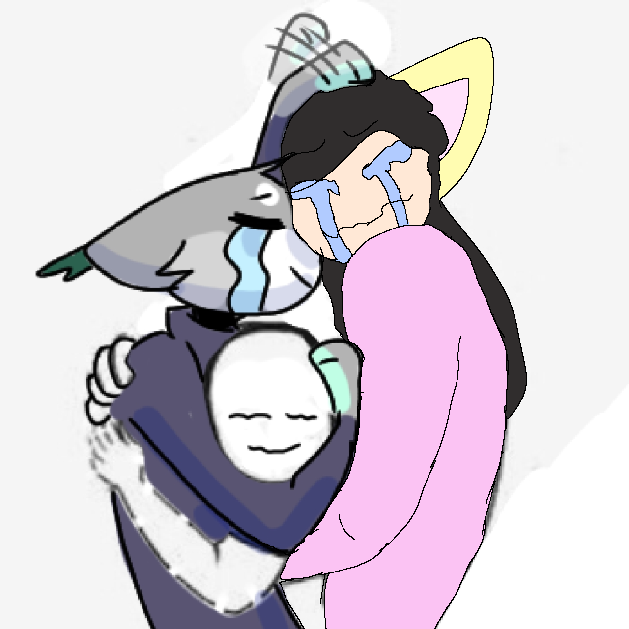 crying group hug collab - ibisPaint