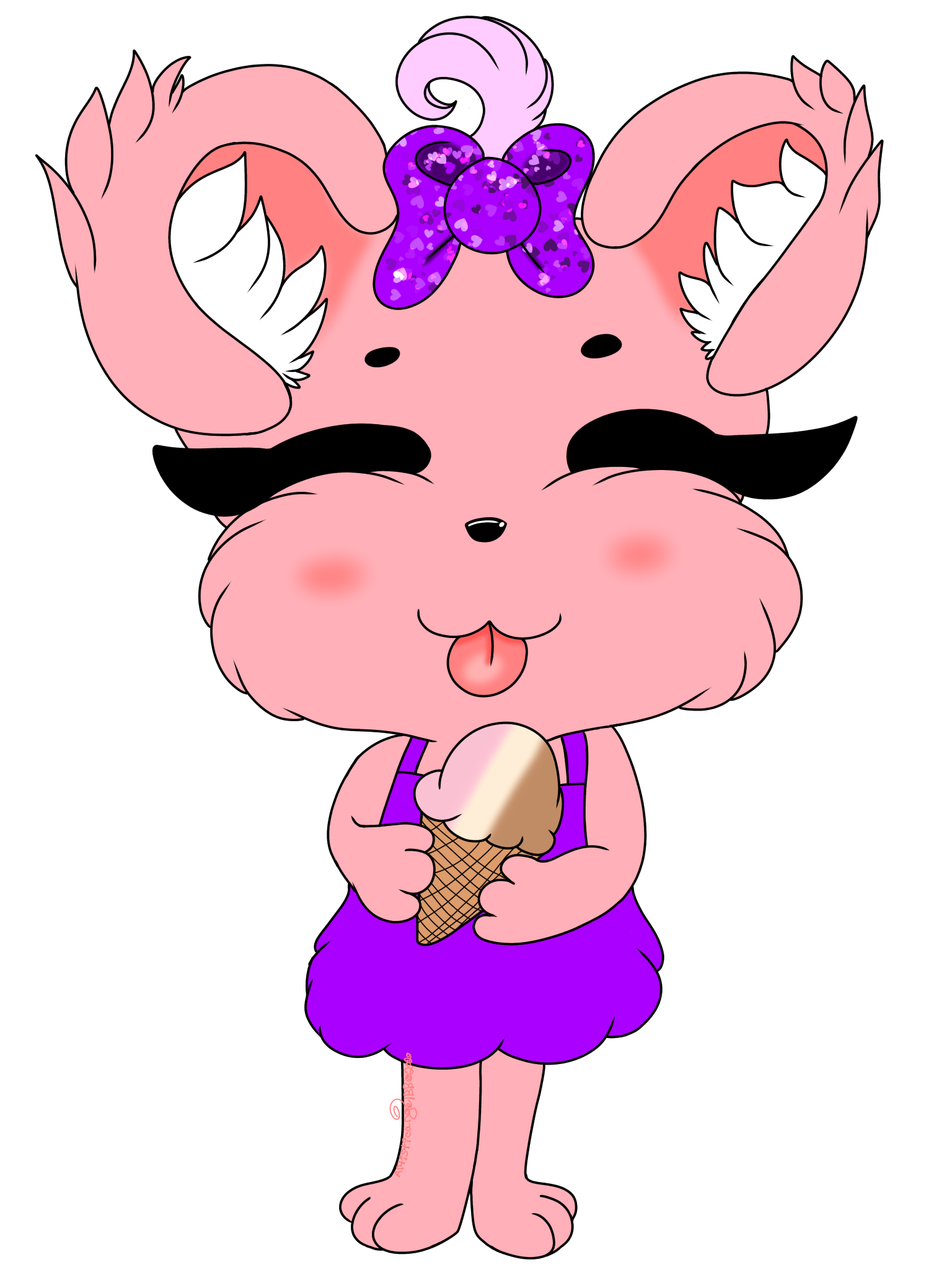 Pink Bear With Ice Cream - ibisPaint