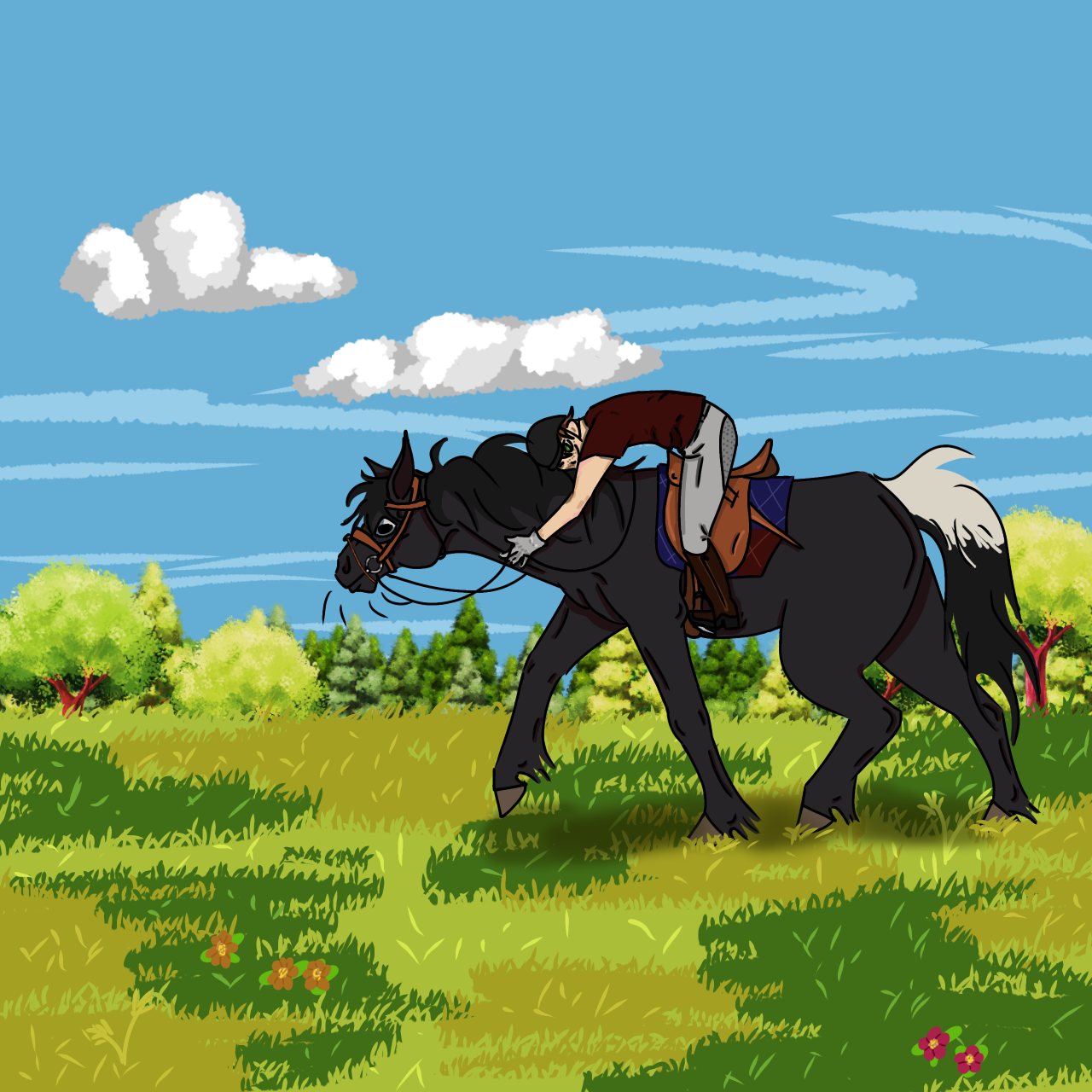 Aaron and Meteor on a walk - ibisPaint