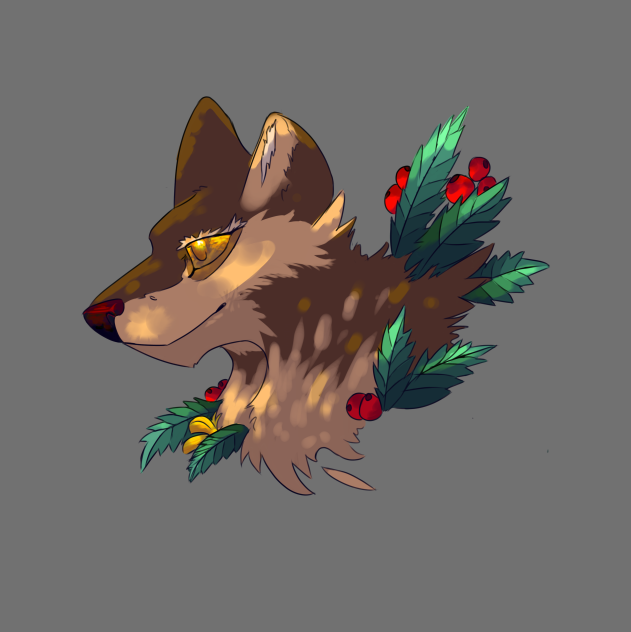 Wolf and holly - ibisPaint