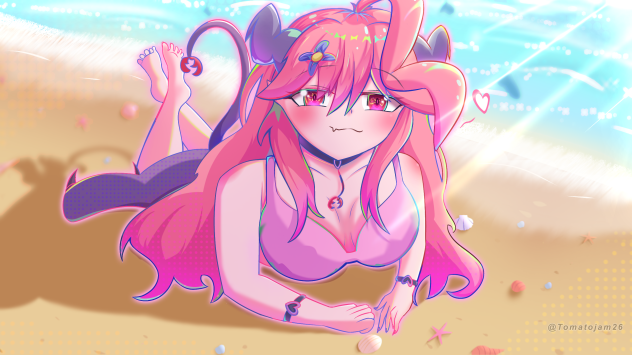 Smug in the beach - ibisPaint