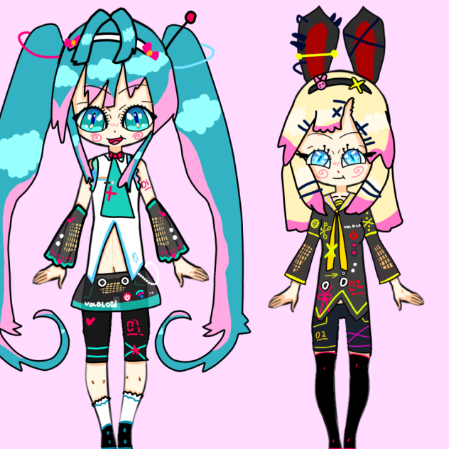 Miku and rin redesign - ibisPaint