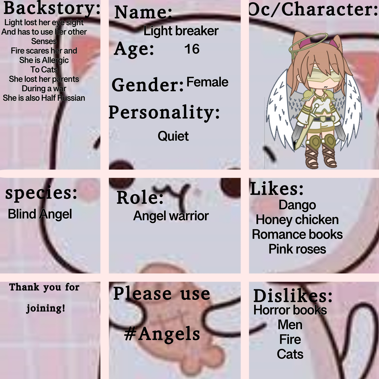 Character sheet for Angels - ibisPaint