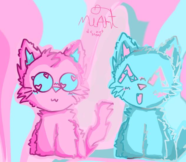 Pink and blue cats! - ibisPaint