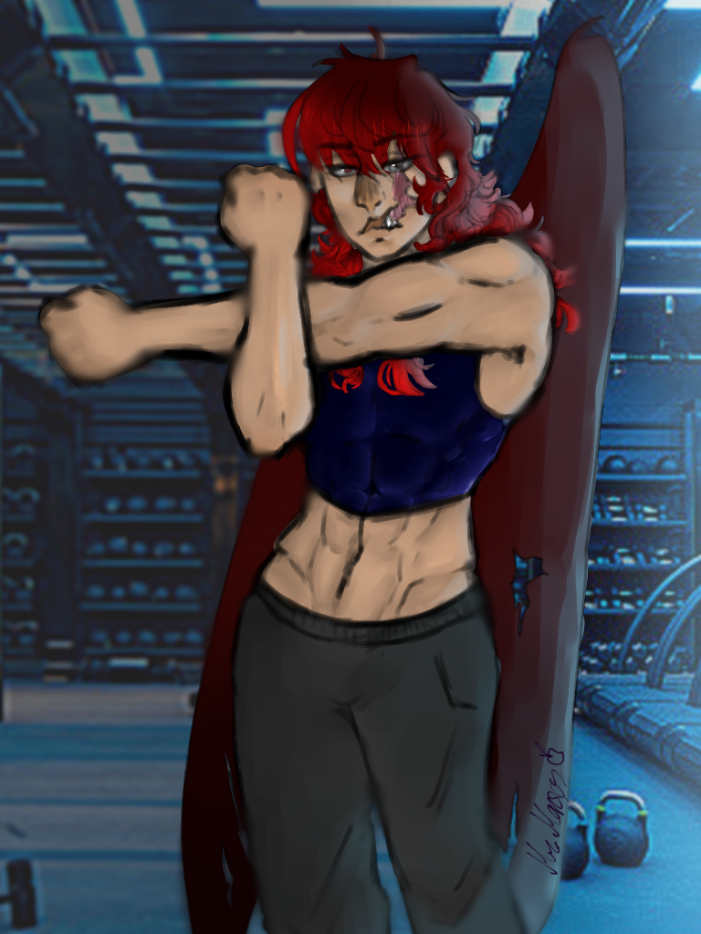 MA BOY ASTAROT PREPPING FOR KICK-BOXING - ibisPaint