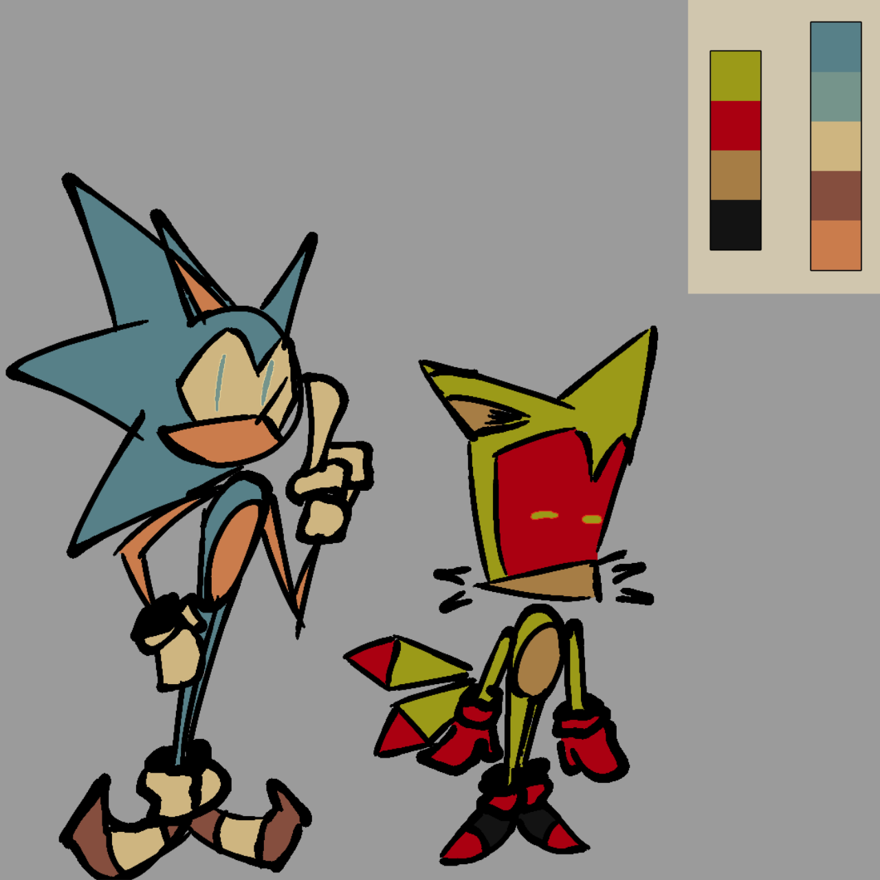 Minus-side Sonic and Tails - ibisPaint