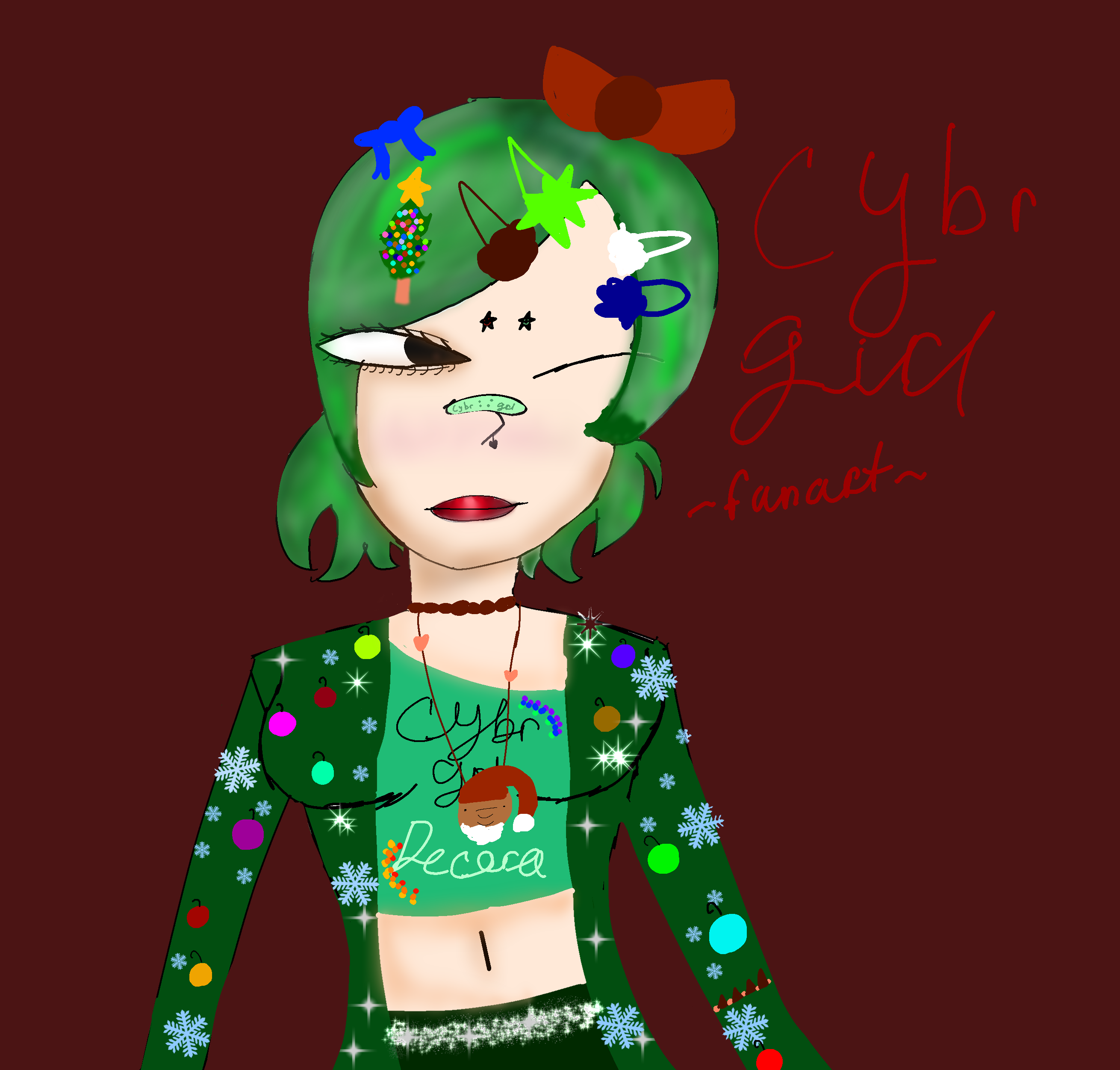 CHRISTMAS CYBR GRL DECORA FIT FA REMAKE - ibisPaint