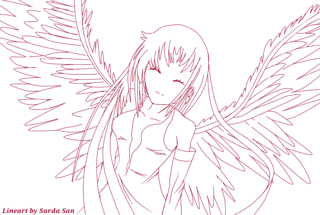 Pink angel(Lineart) - ibisPaint