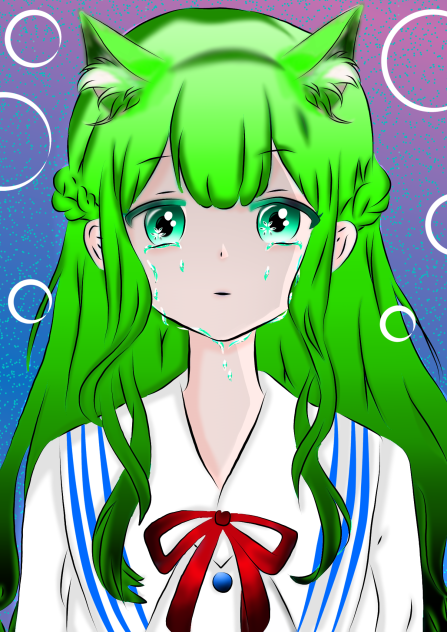 the cry of a green-haired girl - ibisPaint