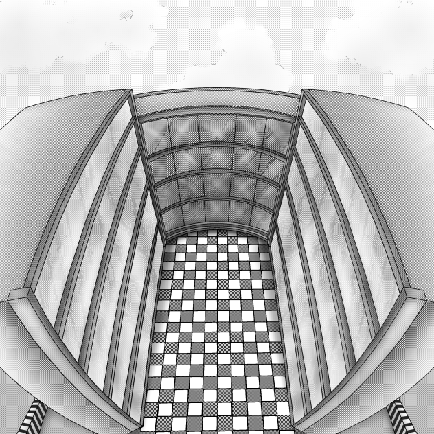 fish eye drone view of buildings - ibisPaint