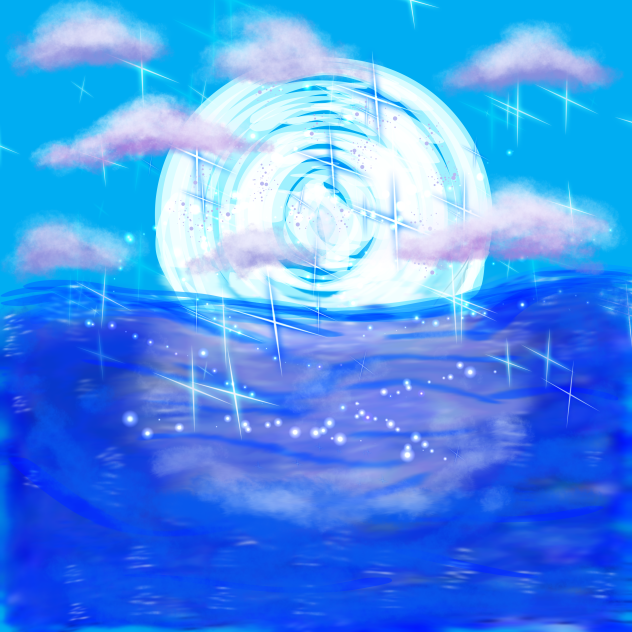making digital art-moon reflection - ibisPaint