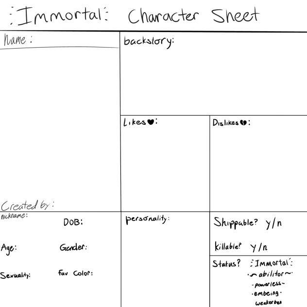 Immortals Character Sheet Template - ibisPaint