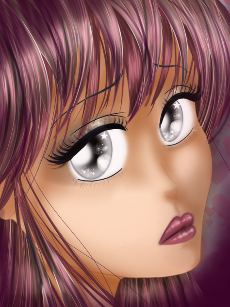 sad woman with grey eyes - ibisPaint