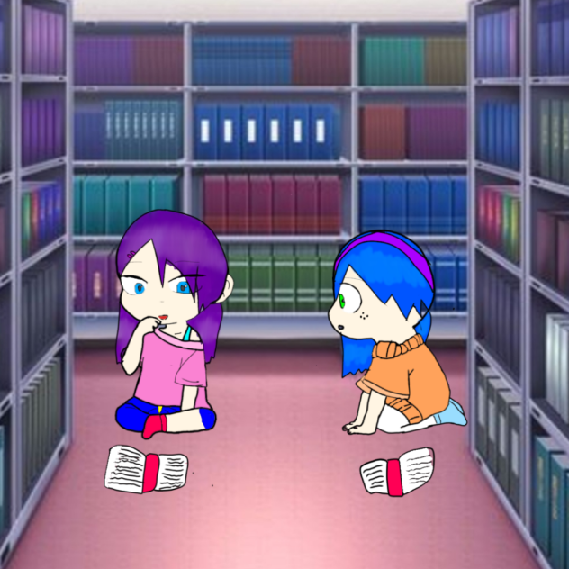 studying in the library - ibisPaint