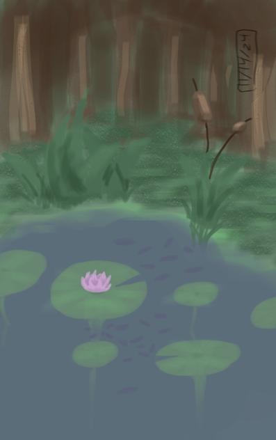 pond in the forest - ibisPaint