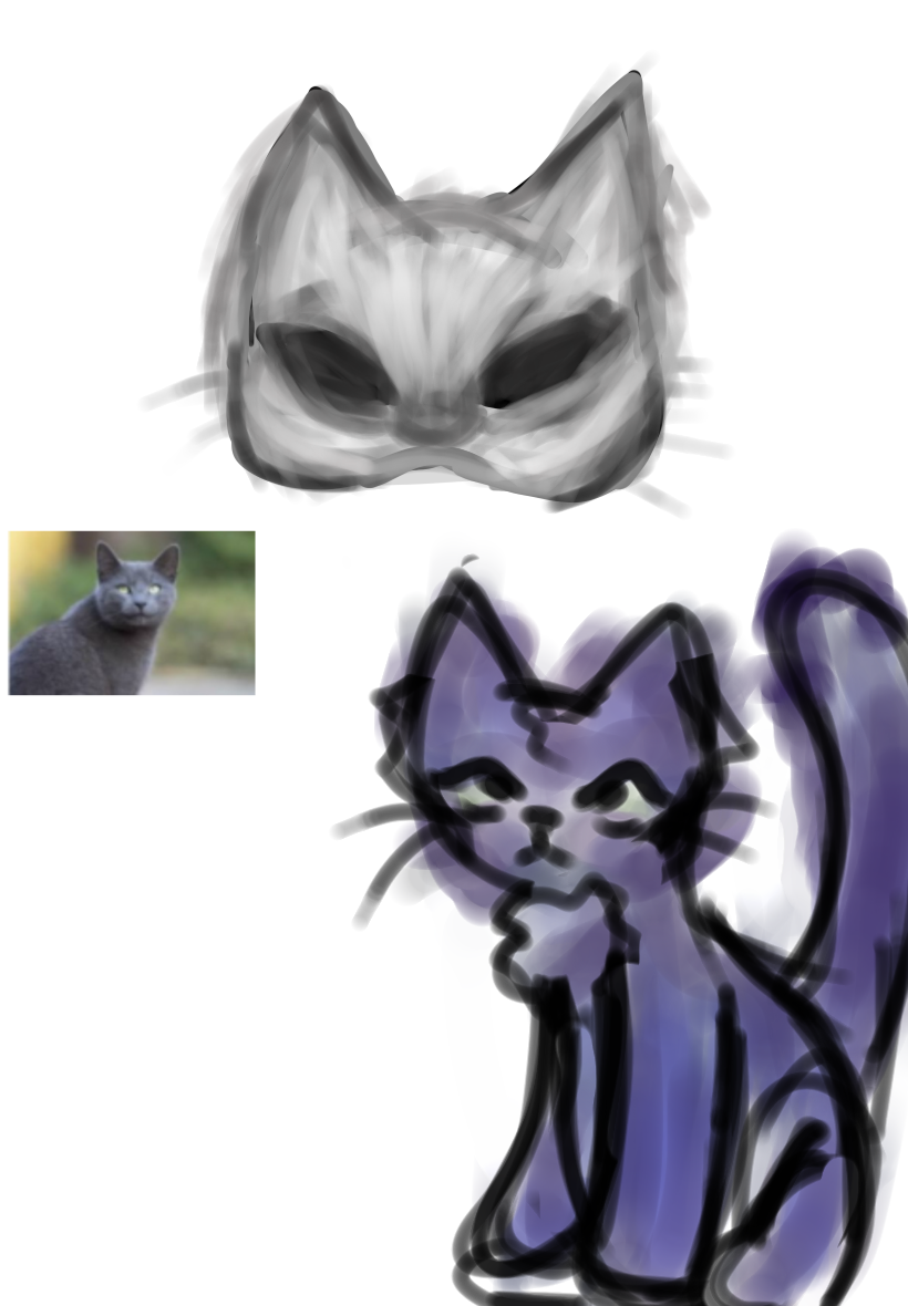 Saw this gray cat mask in a dream - ibisPaint