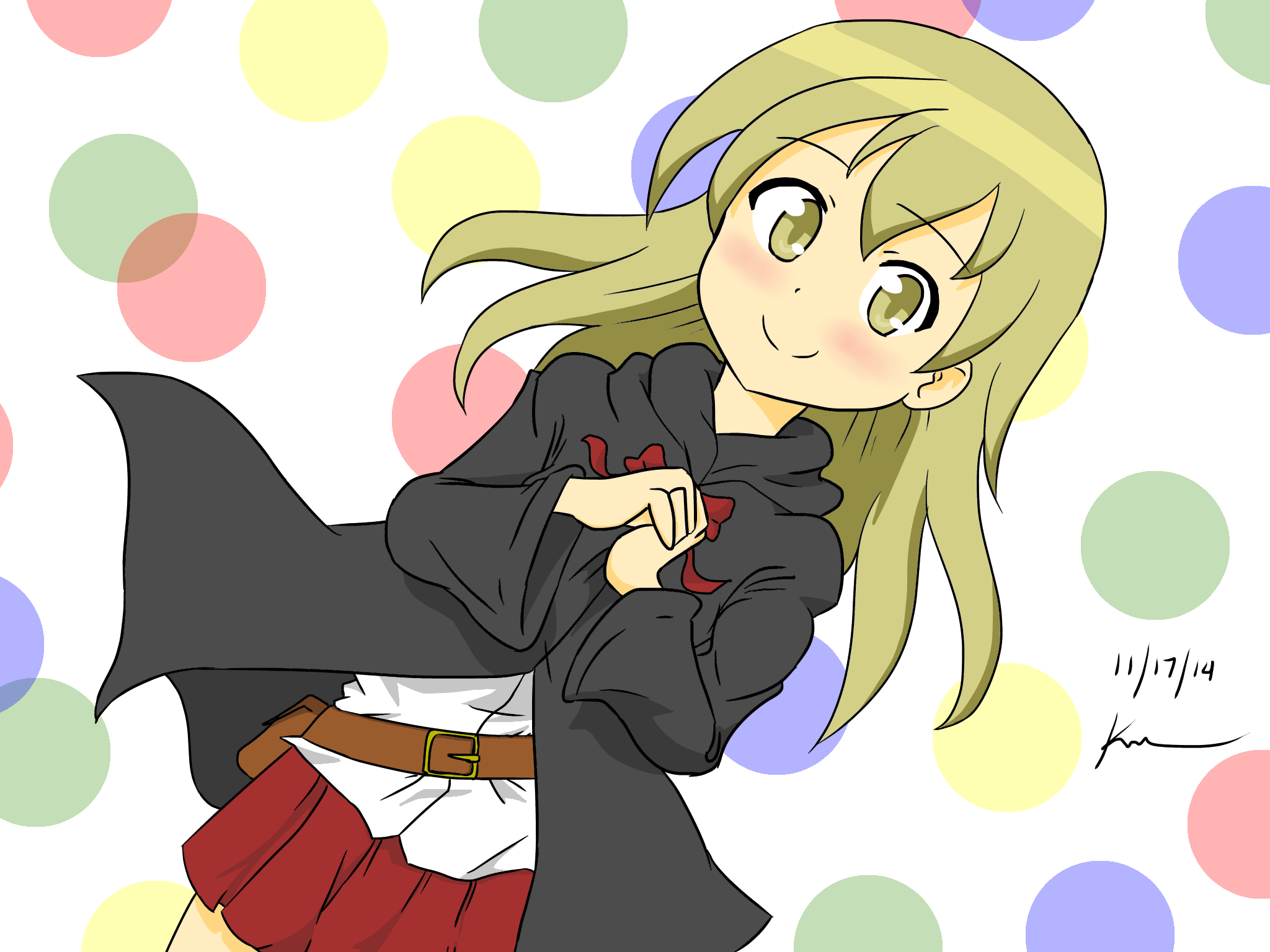 Happy girl in robe - ibisPaint