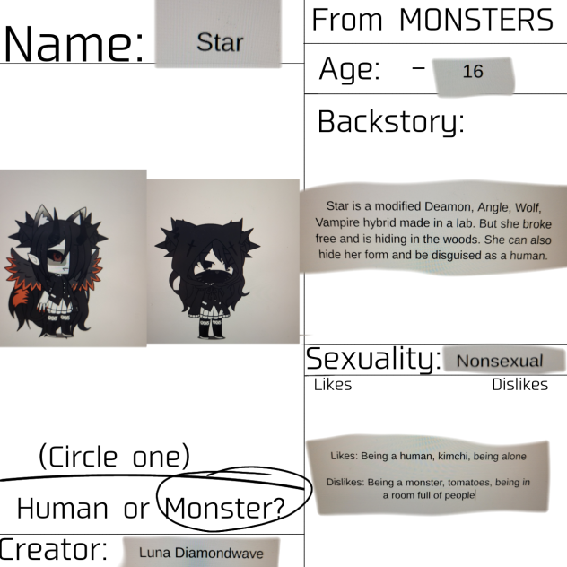 Careacter sheet for Monsters - ibisPaint