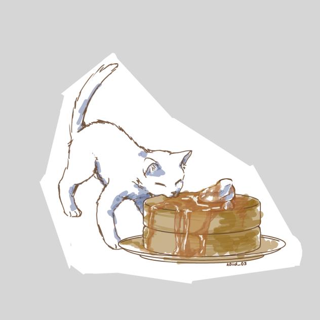 Cat eating pancakes - ibisPaint