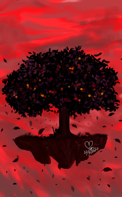 Tree and sunset - ibisPaint