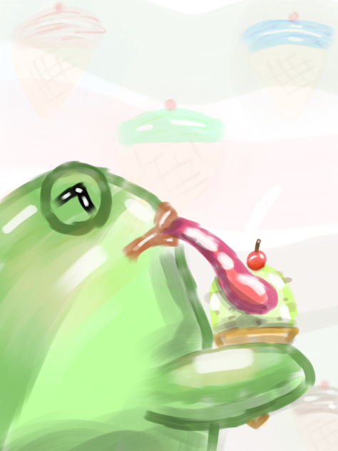Frog licking an ice cream - ibisPaint