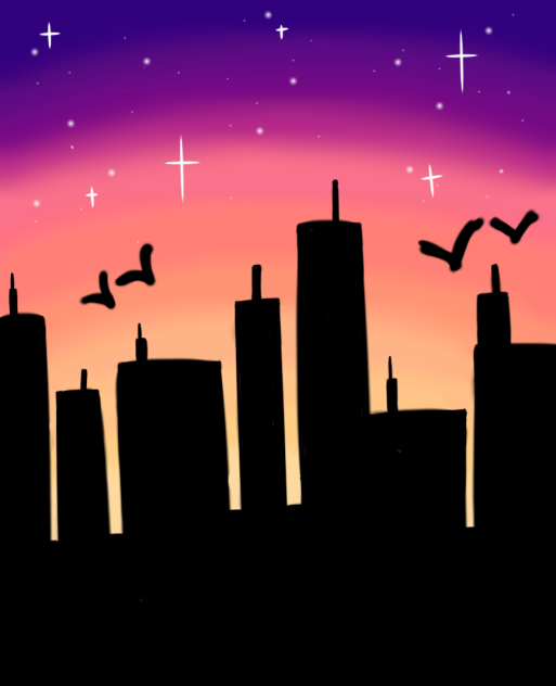 sunset buildings - ibisPaint