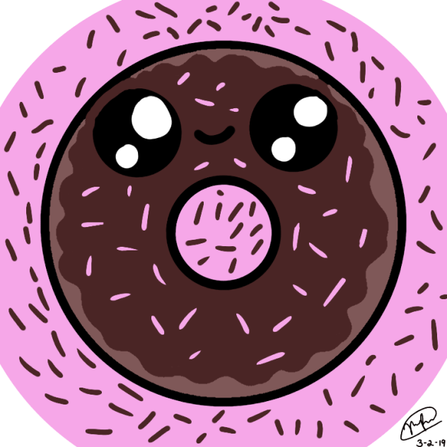 cute chocolate covered donut - ibisPaint