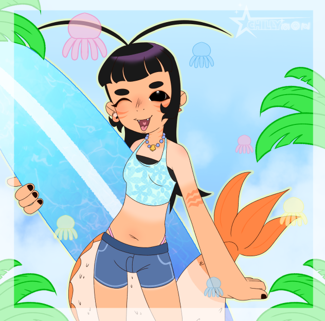 dixy the shrimp surfer - ibisPaint